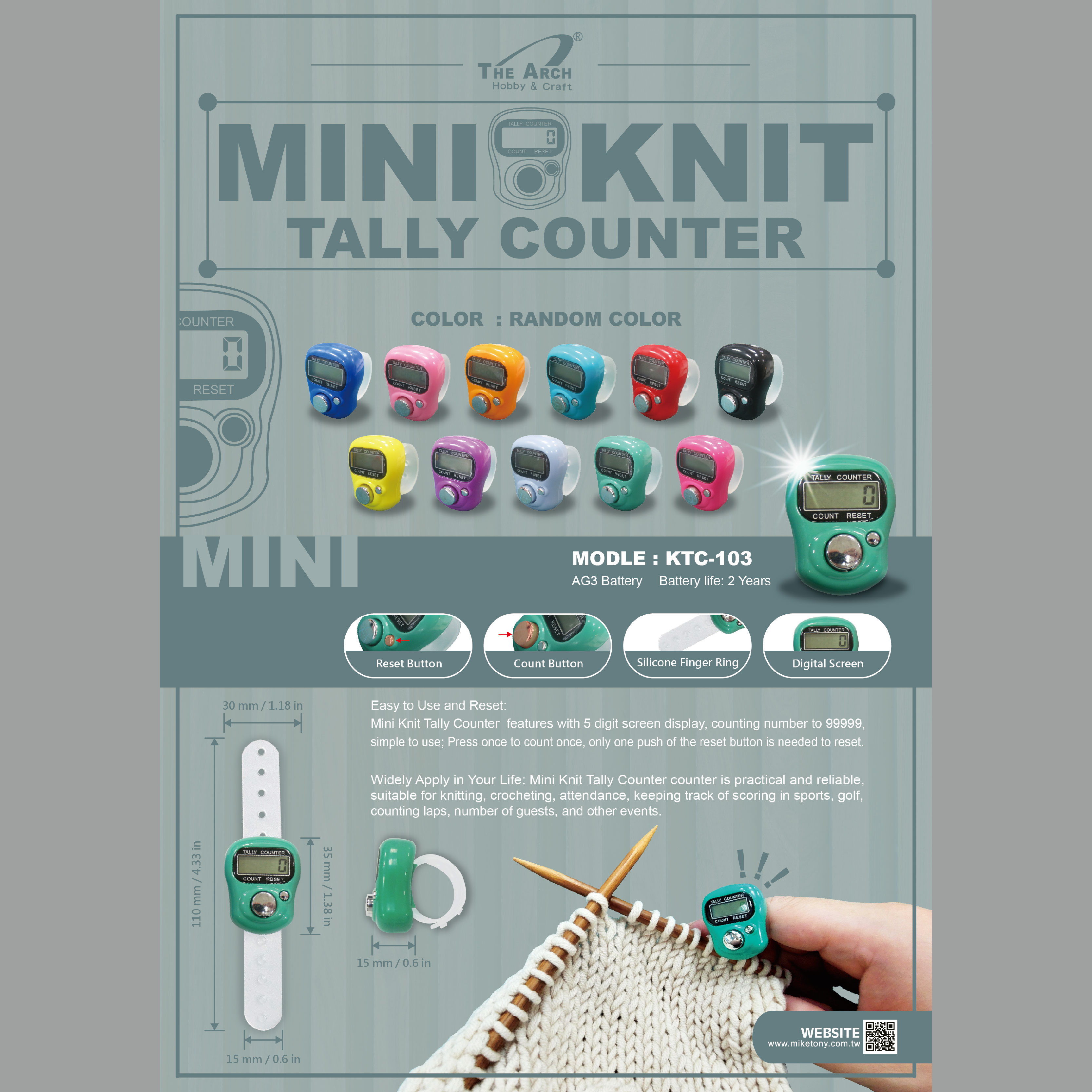 Mini Knit Tally Counter, KTC-103 - Meta Precision Industry Co., Ltd.