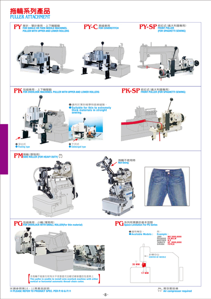 PK-SP FOR overlock machines. Front puller (For spaghetti sewing), PK-SP ...